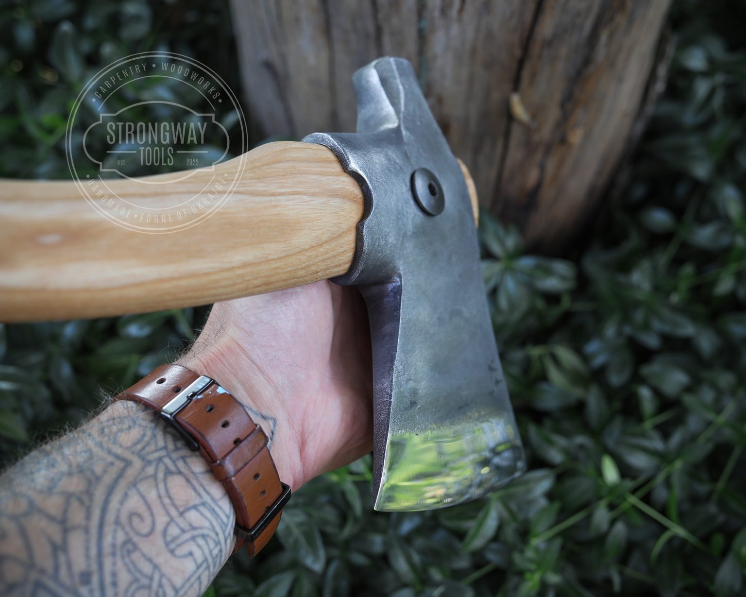 Large Forged axe with hammer