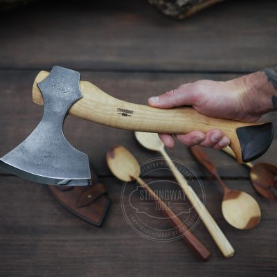 Hand Forged Carving Axe with Steel Pin Handle