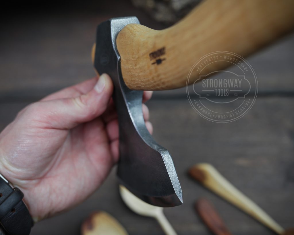 Hand Forged Carving Axe with Steel Pin Handle