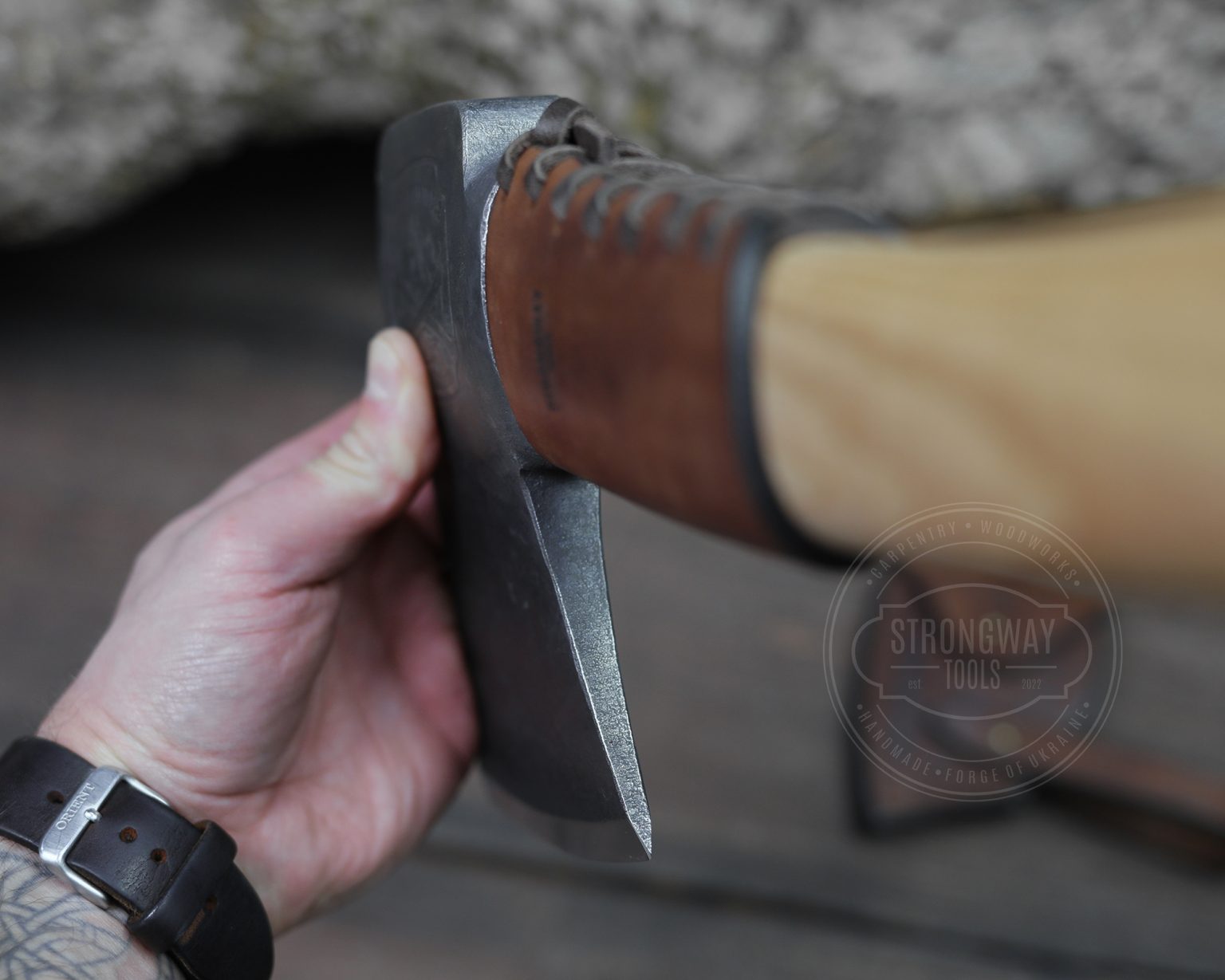 Hand Forged Bushcraft Axe with knob