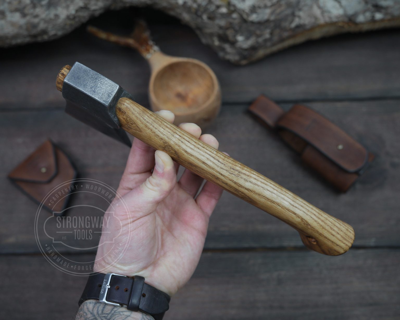 Small axe with leather belt loop
