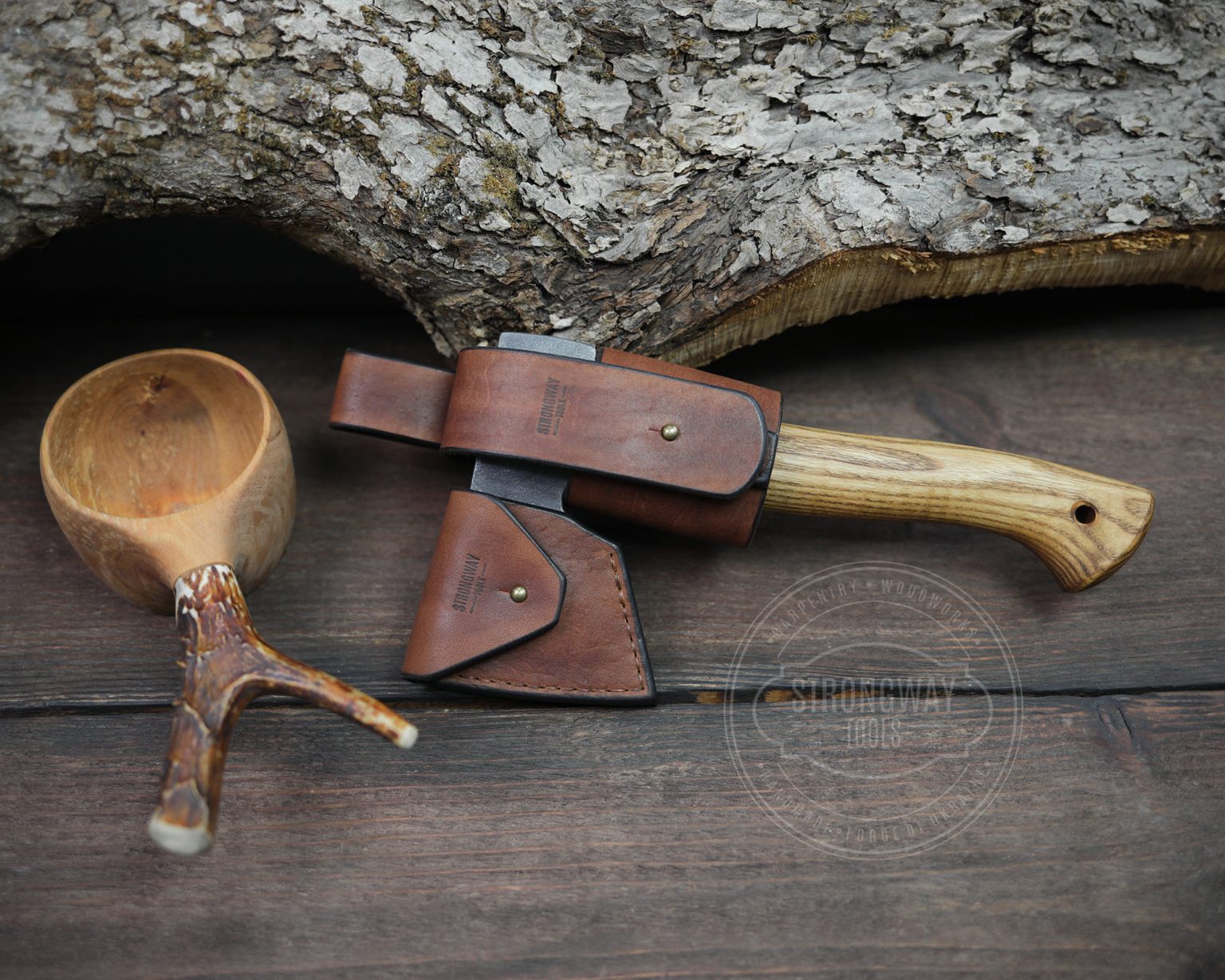 Small axe with leather belt loop