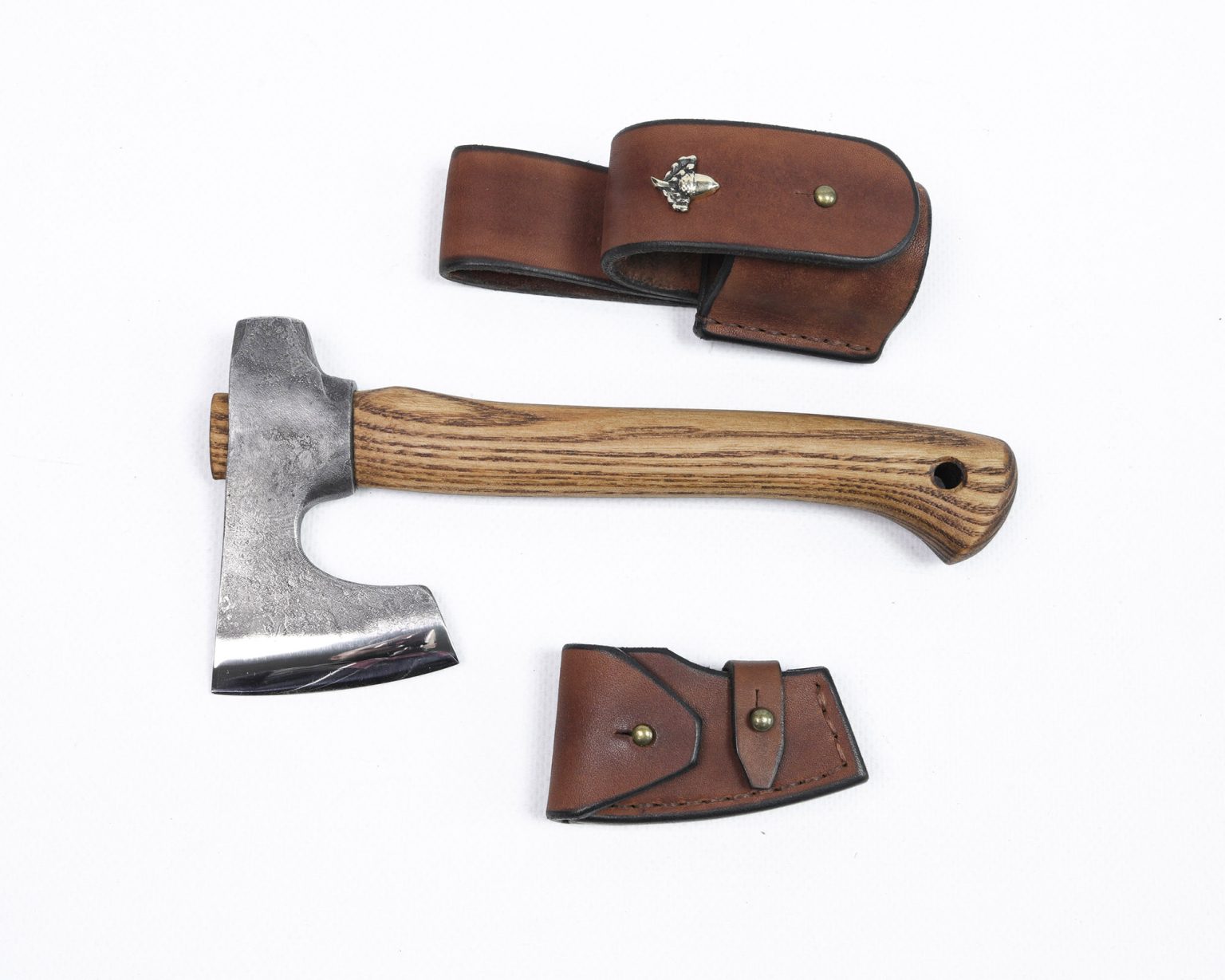 Small Camping axe with leather axe belt loop