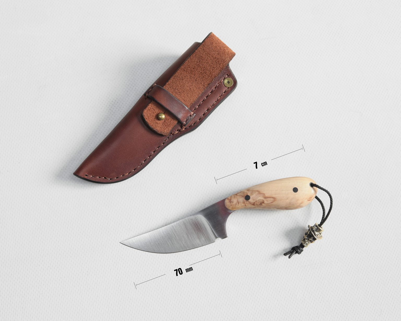 Small knife with stabilized Karelian birch handle