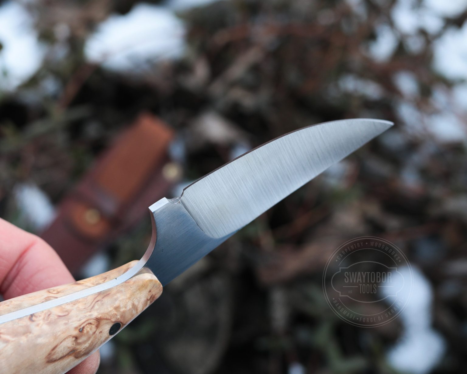 Small knife with stabilized Karelian birch handle 2 Last