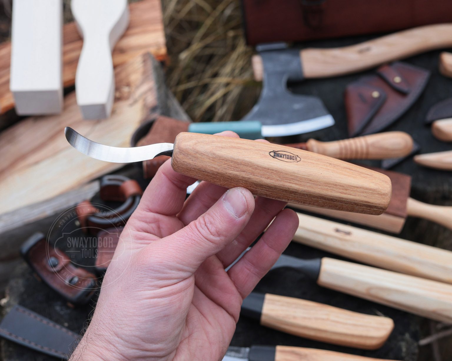 Hand Crafted Big Woodworking Carving Set with leather bag