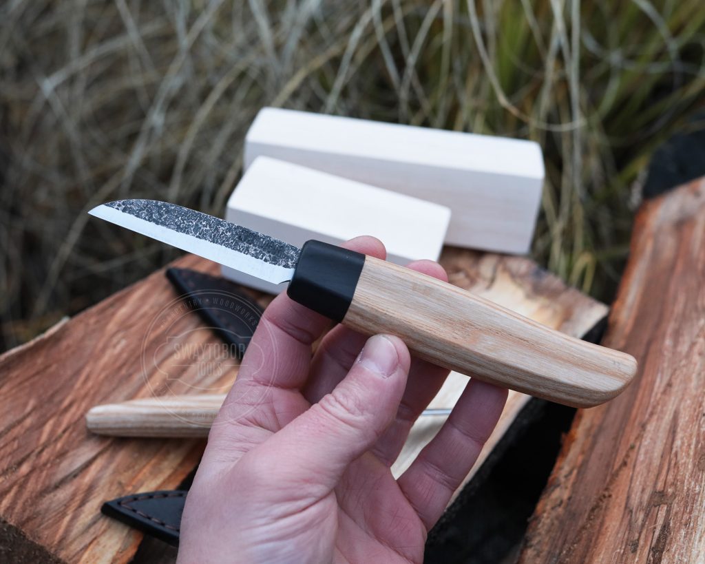 Hand-Forged Woodworking Knife Set – 2 Small Carving Knives + Leather ...